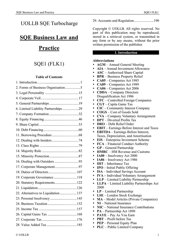 All SQE1 Study Guides – UOLLB®