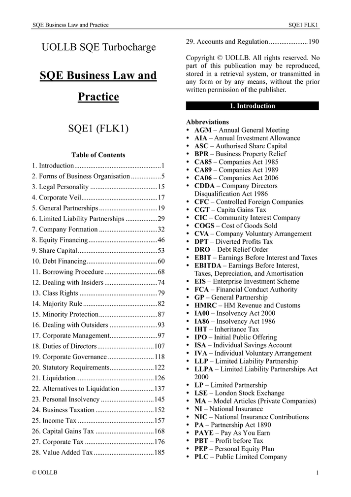 All SQE1 Study Guides – UOLLB®